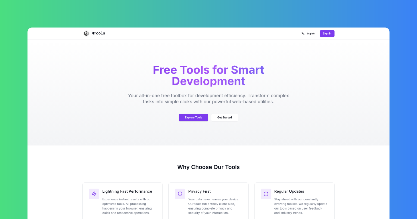 MTools - Free Online Tools for Developers